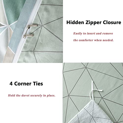 VM VOUGEMARKET Geometric Duvet Cover Queen,100% Cotton Colorful Duvet Cover Matching 2 Pillow Shams,3 Pieces Reversible Diamond Bedding Set Without Comforter-Full/Queen,Diamond