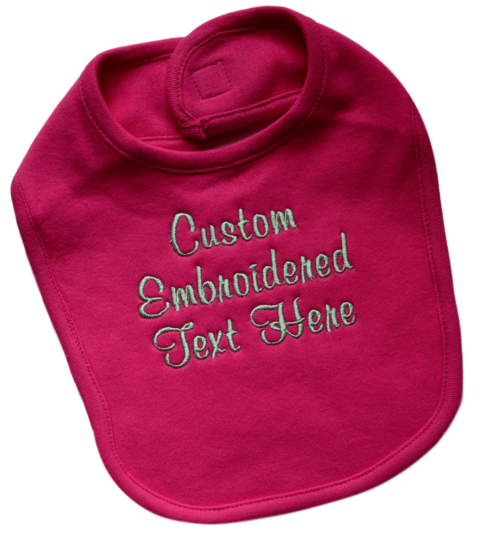 Funny Girl Designs Personalized Baby Bib EMBROIDERED with Your Custom Text and Color 100% Cotton Unisex (GRAY BIB)