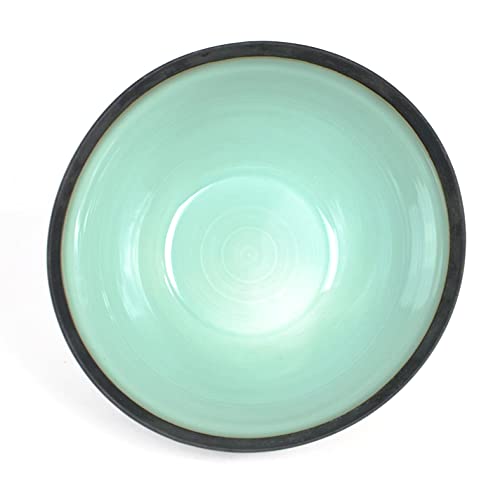 Euro Ceramica Diana 9" Serving Bowl, 8.94 x 8.66 x 4.72, Mint Green/Graphic Grey