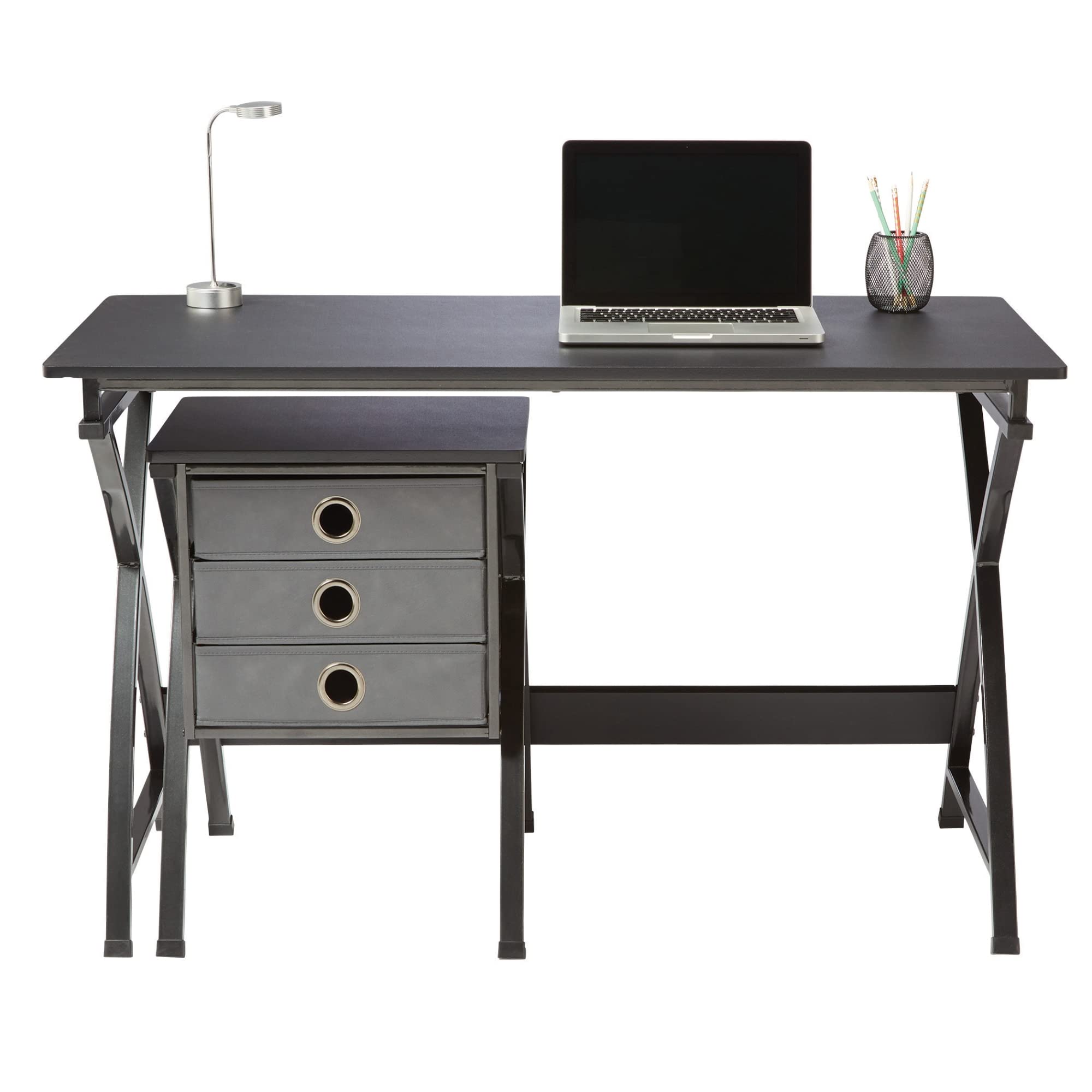RealspaceĀ® X-Cross 48"W Computer Desk With File Cabinet, Black