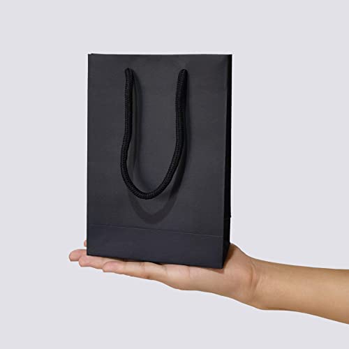 Szehap Black Gift Bags with Handles, 50 Pack Small Black Paper Bags Bulk, 5 x 2.4 x 7.4ββ Kraft Paper Bags