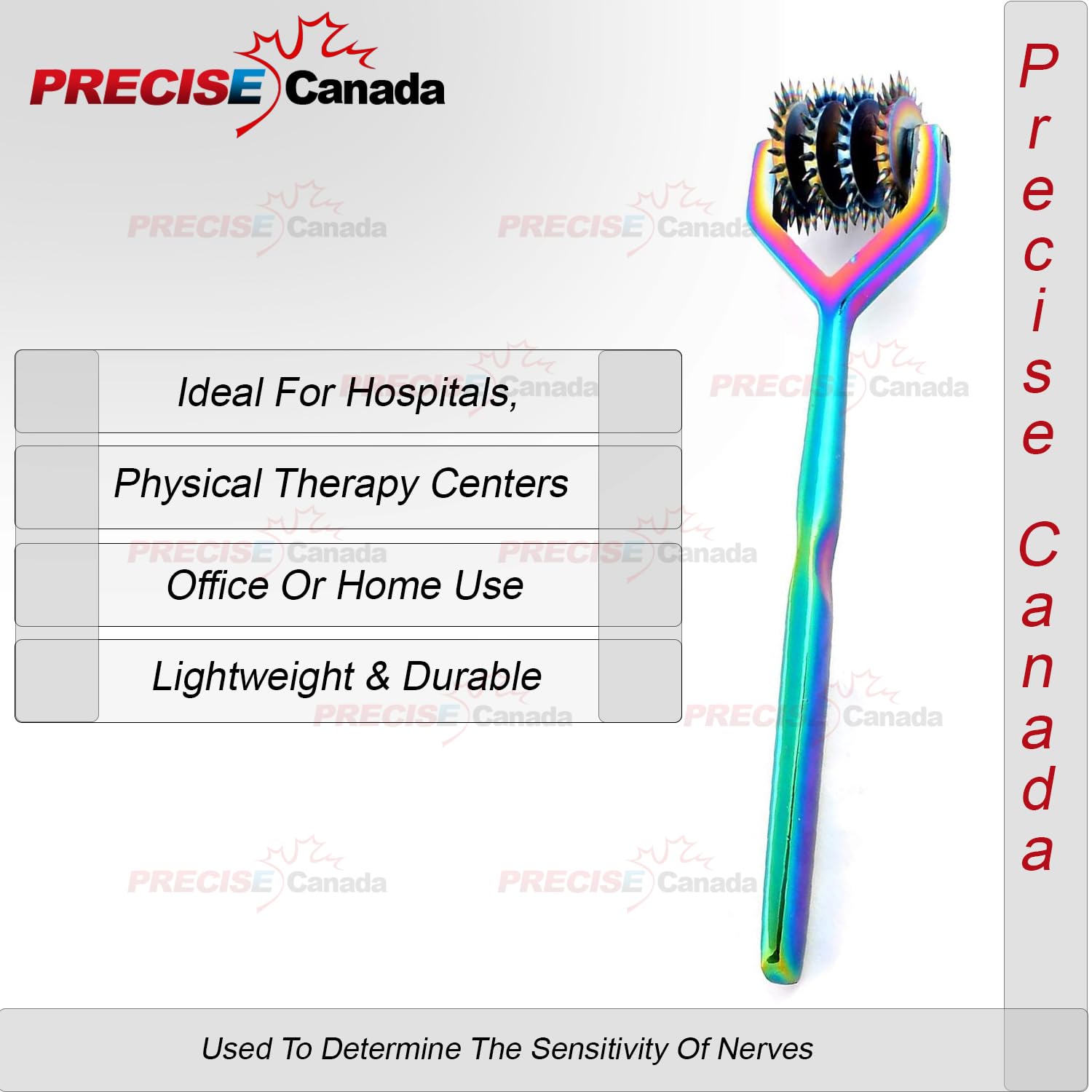 PRECISE CANADA WARTENBERG Stainless Steel Pin Wheel 4 Head - Strong Pinwheel Rainbow Color