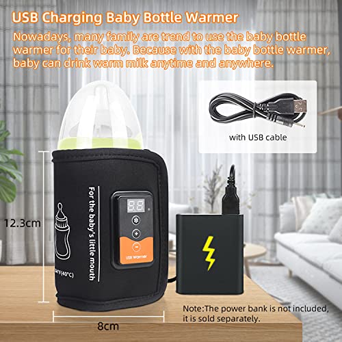 TOWOOZ Bottle Warmer, Baby Bottle Warmer USB Charging Easy to Operate Milk Warmer with LCD Digital Display Screen Lightweight Portable Bottle Warmer (Type 1)