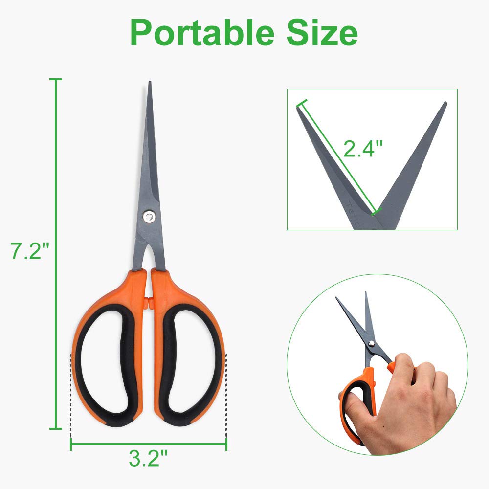 GROWNEER 3 Packs Pruning Shears with Straight Blades, 3 Packs Trimming Scissors with Non Stick Blades, Gardening Hand Pruning Snips with Straight Stainless Steel Precision Blade