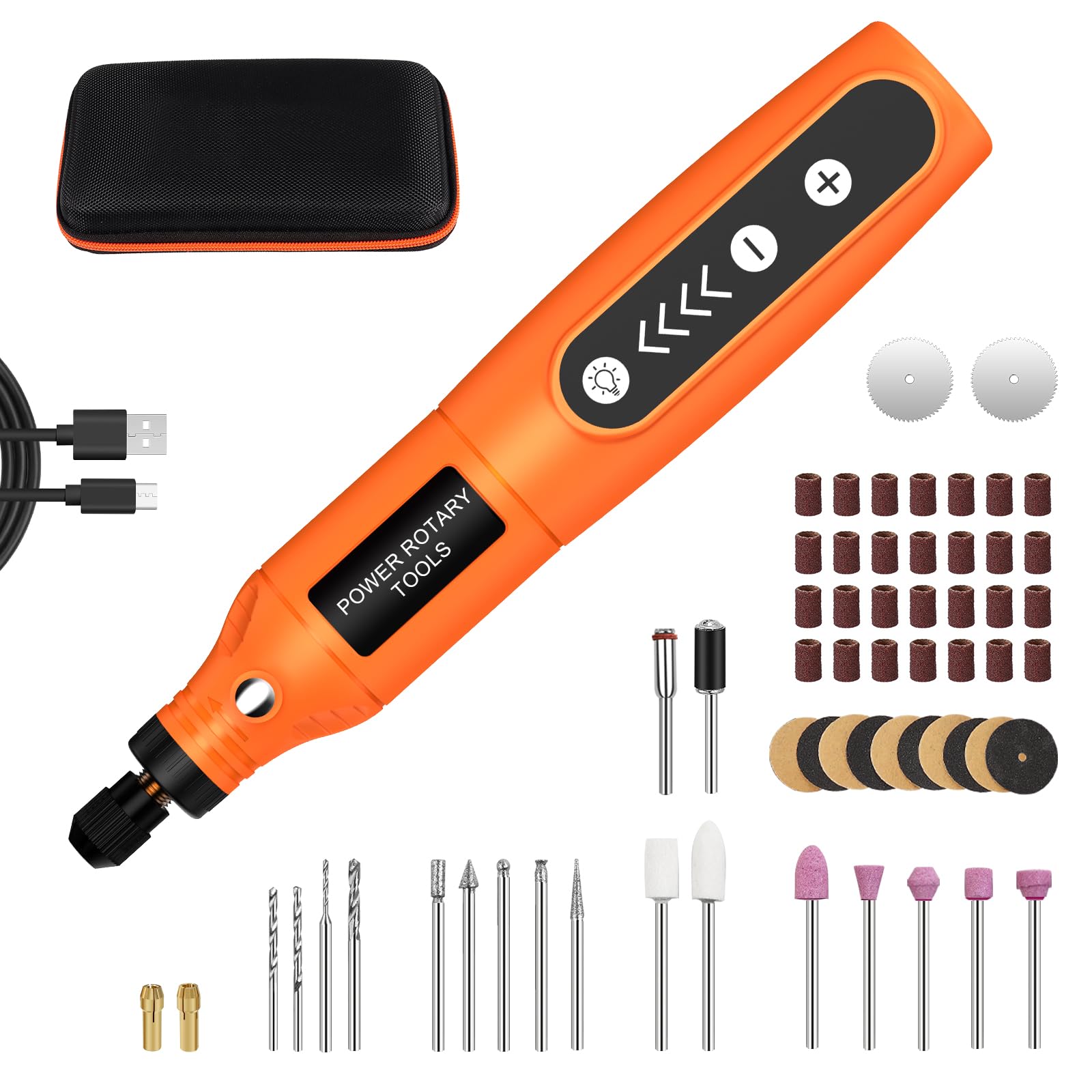 Mini Power Rotary Tool, 3.7V Cordless USB Charging Rotary Tool,5-Speed Portable Power Rotary Tool with 61 Accessories for Small Projects and Precision Work Sanding, Polishing, Engraving, DIY Crafts