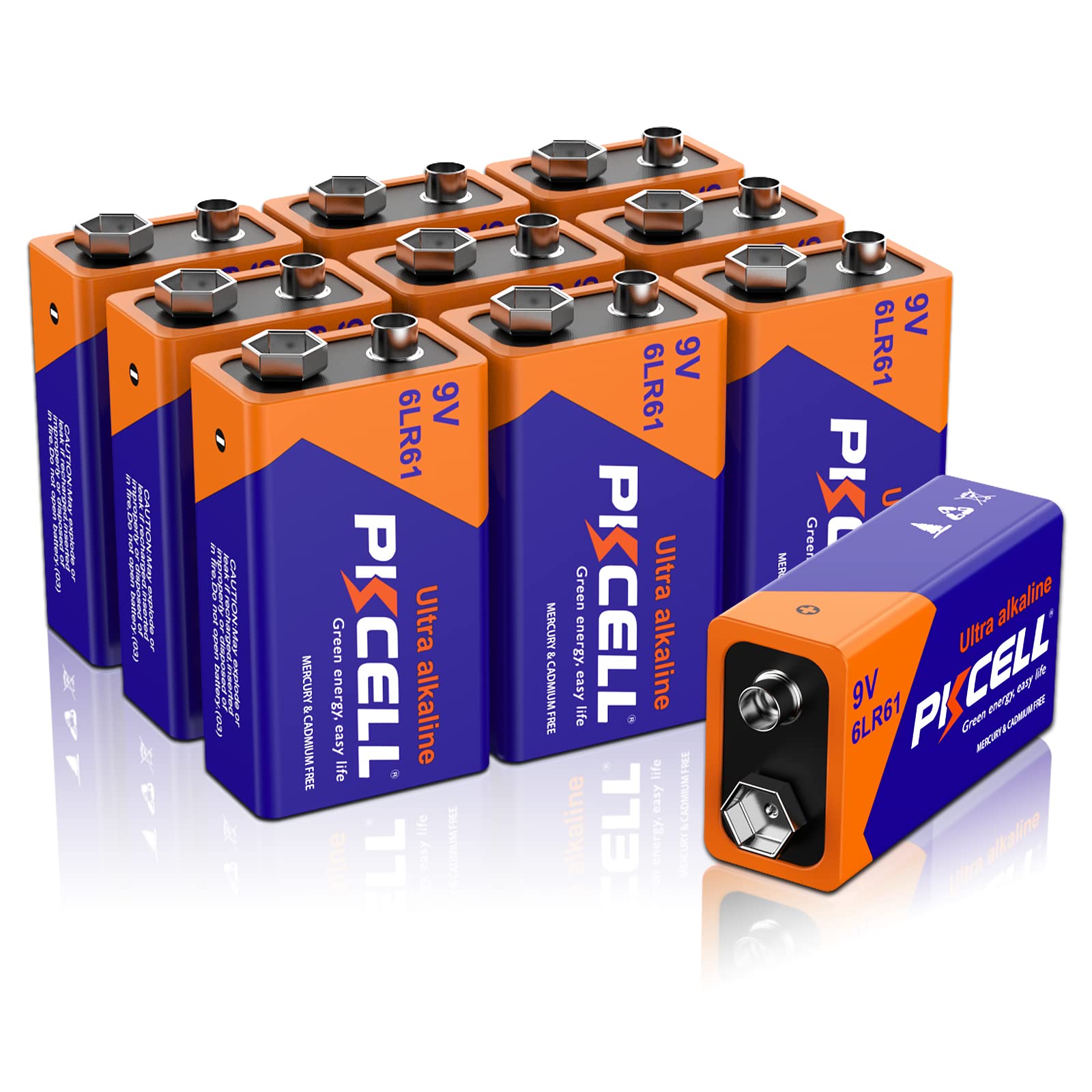 PILOCEL Smoke Alarm Batteries, 9 Volt Alkaline Performance All-Purpose Batteries, 10 Count Pack Ultra Long-Lasting for Household and Office Devices