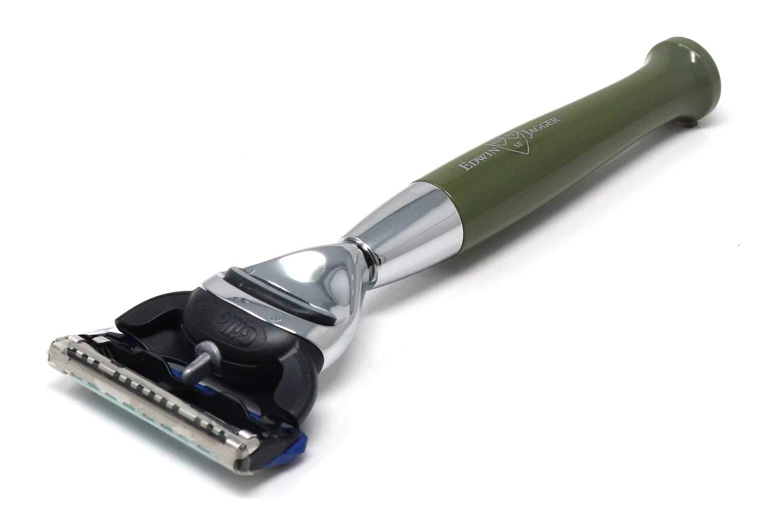 Edwin Jagger Diffusion Chrome Plated 72 Series Handle Compatible With Fusion Proglide Razor Cartridge, (Black)