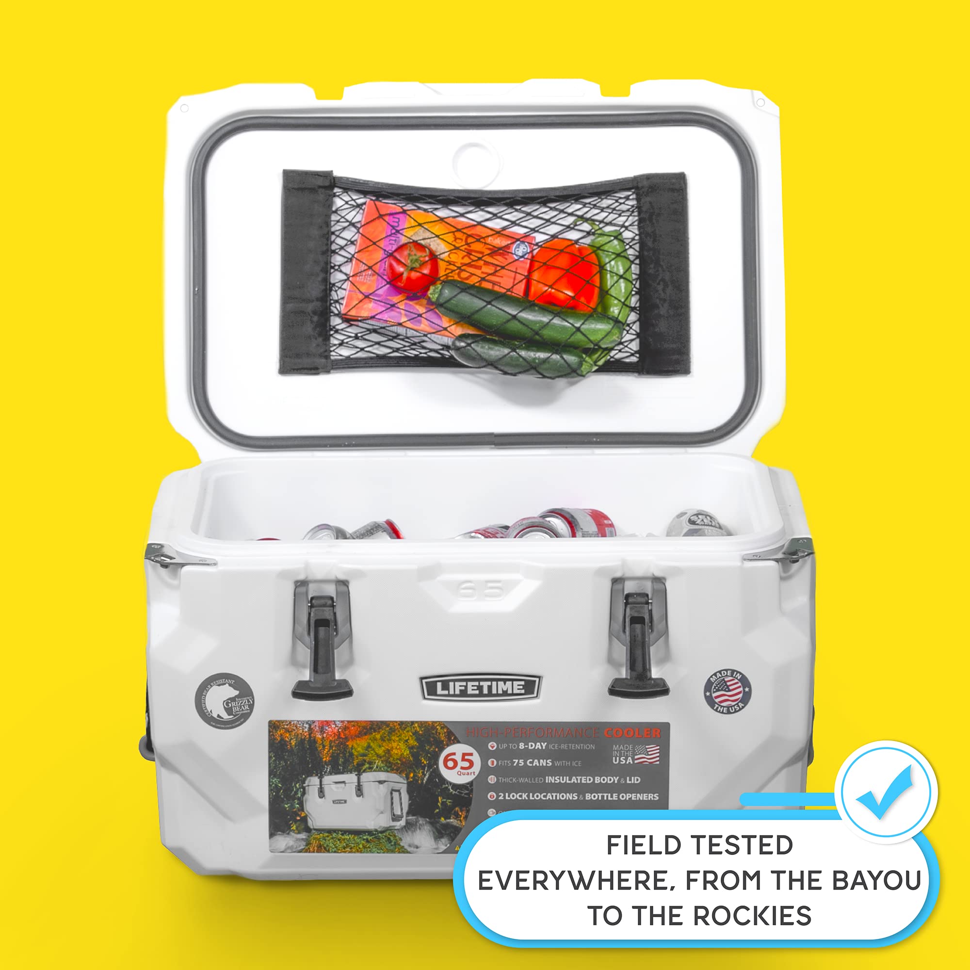Cooler Net for Dry Storage and Organization - Compatible with YETI, RTIC, Igloo, Coleman, Lifetime, Pelican Ice Chests - Works with Cooler Lights, Wheel Kits, RTIC Cooler Accessories, and More
