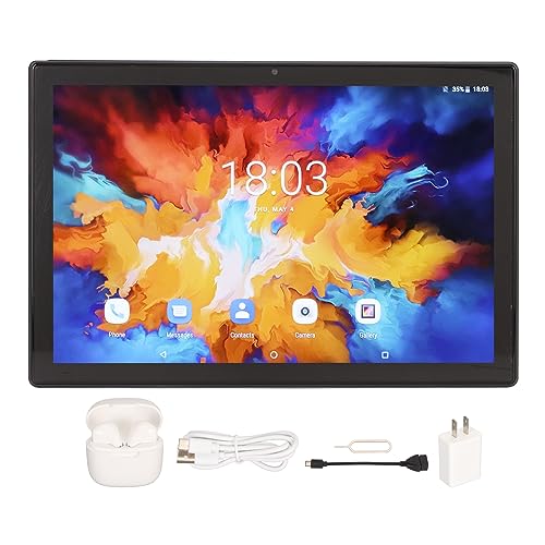 DAUERHAFT 10.1 Inch Tablet, 100‑240V 5.0 Front 12MP Rear 24MP 8800mAh 4G LTE Tablet 12GB 256GB 2.4G 5G WiFi with Earbuds for Work (US Plug)