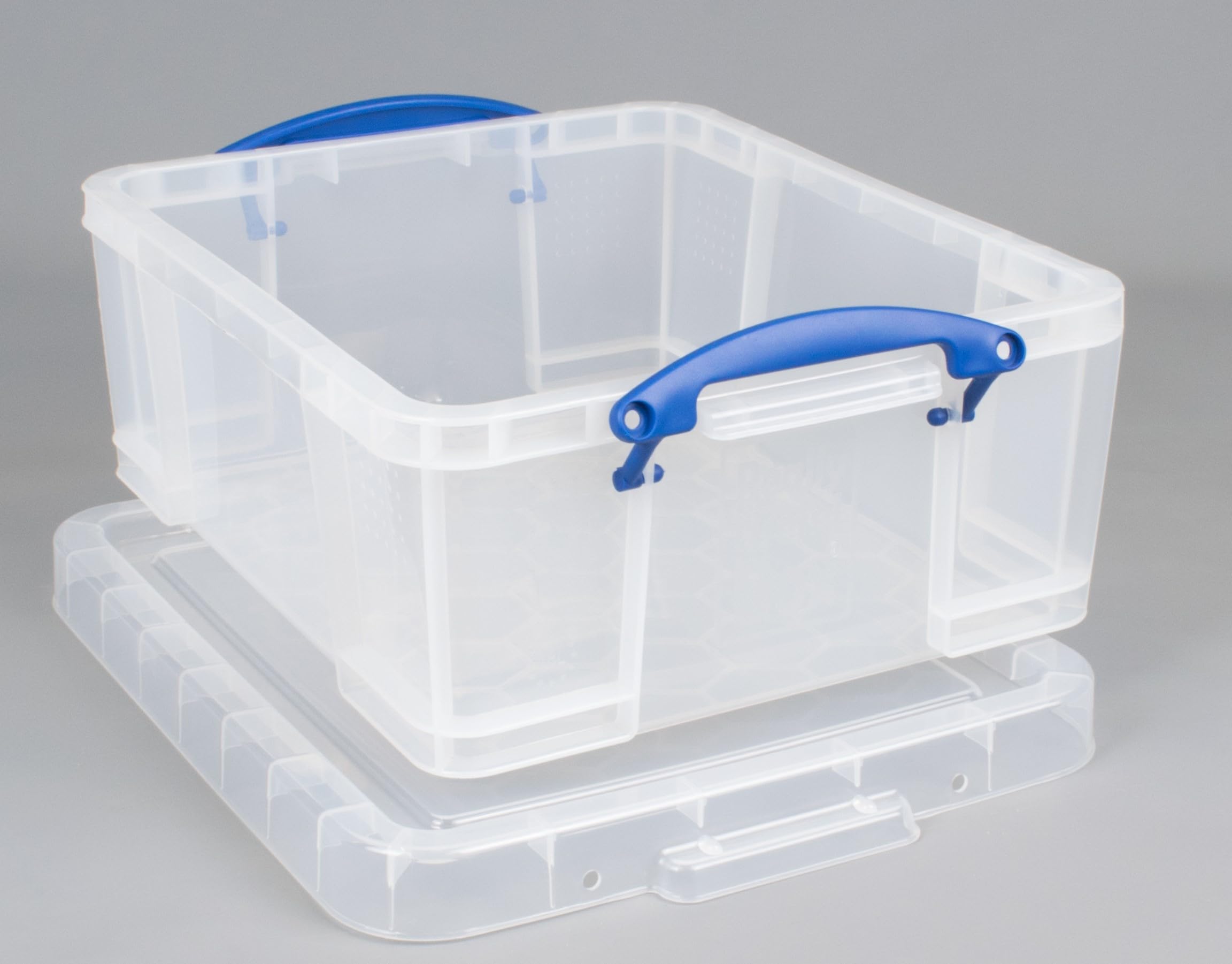 Really Useful Box 17 Liter Plastic Stackable Storage Container with Snap Lid & Built-In Clip Lock Handles for Home or Office Organization, Clear