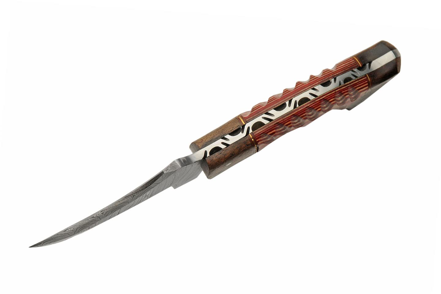Damascus Steel Red Pueblo | Wood Handle 8 inch Hunting Knife