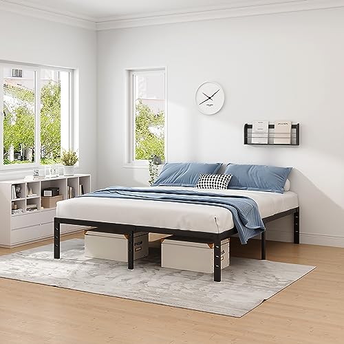 NEW JETO Metal Bed Frame-Simple and Atmospheric Platform, Storage Space Under The Heavy Duty Frame Bed, Durable Queen Size Suitable for Bedroom
