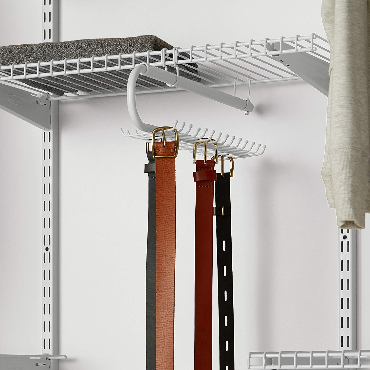 Rubbermaid Configurations Tie & Belt Organizer, White, Accessory Organization System and Storage, for Home/Closet/Bathroom