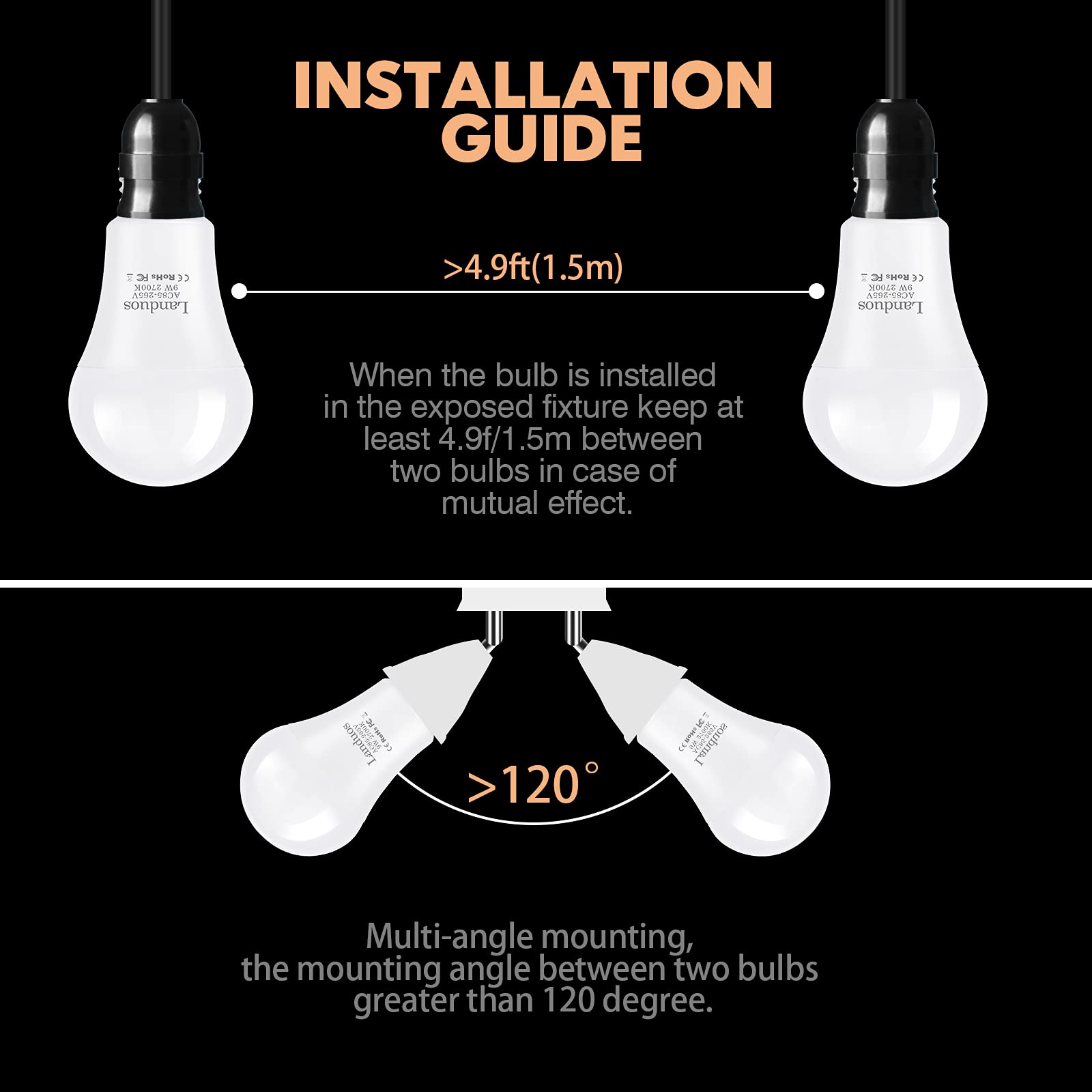 Dusk to Dawn Light Bulb A19 2700K 9W (100W Equivalent) Smart Sensor Light Bulbs Super Bright Automatic On/Off E26 Security Lights Indoor/Outdoor Yard Porch Patio Garden (Warm White Pack of 2)