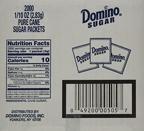 Domino Sugar Packets, 0.1 Ounce (Pack of 2000)