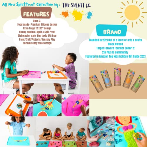 Splattmat Large Premium Silicone Kids Suctioned Placemat, New Sensory Montessori Inspired Food, Snack, Travel, & Arts & Crafts mat