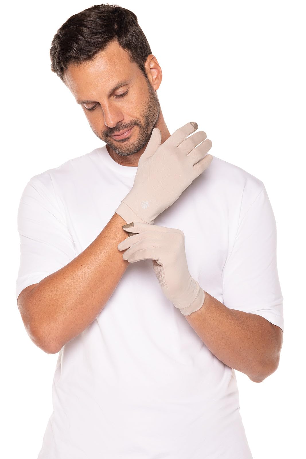 Coolibar UPF 50+ Men's Women's Gannett UV Gloves - Sun Protective (Medium- Beige)