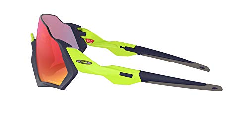 Oakley Men's Oo9401 Flight Jacket Rectangular Sunglasses, Matte Navy/Prizm Road, 37 mm