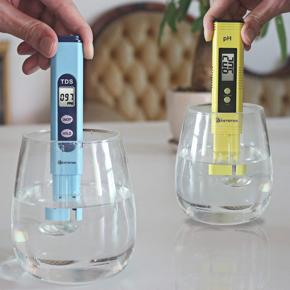 KETOTEK Water Quality Test Meter, PH Meter TDS Meter 2 in 1 Kit with 0-16.00 ph and 0-9990 ppm Measure Range for Hydroponics, Aquariums, Drinking Water, RO System, Fishpond and Swimming Pool…