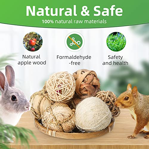 DAMPET Small Animals Play Balls, Chew Grass Balls & Rolling Chew Toys for Bunny, Improve Pets Dental Health for Rabbit, Chinchilla, Guinea Pigs, Hamsters, Gerbils, Rats, Mice (9 Pieces)
