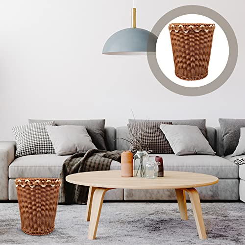 Ipetboom Seagrass Waste Basket Woven Trash Can with Lid Wicker Garbage Bin Rattan Rubbish Container Rustic Storage Basket Laundry Hamper for Kitchen Home Office
