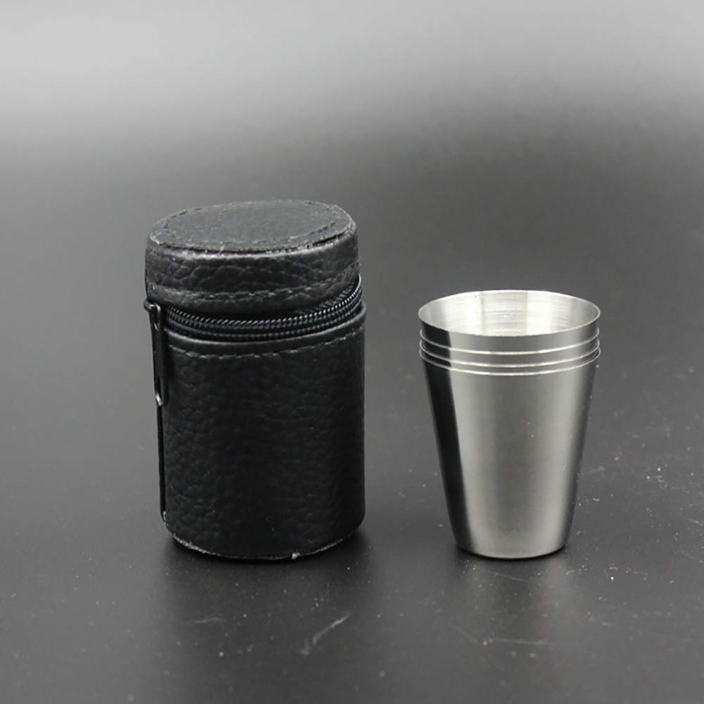 GSHLLO 4 Pcs 1 Ounce Stainless Steel Shot Cups Metal Shot Glass Shatterproof Drinking Tumbler Glasses