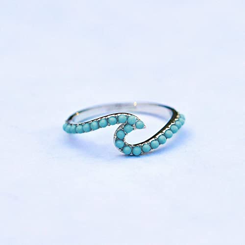 Pura Vida Silver-Plated Neon Wave Bead Stackable Ring - Brass Base, Stylish Design - Size 8