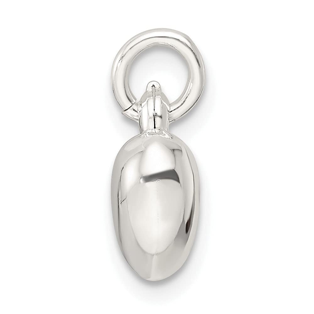 Diamond2Deal 925 Sterling Silver Puffed Heart Charm Pendant (L-16.33mm W-9.9mm)