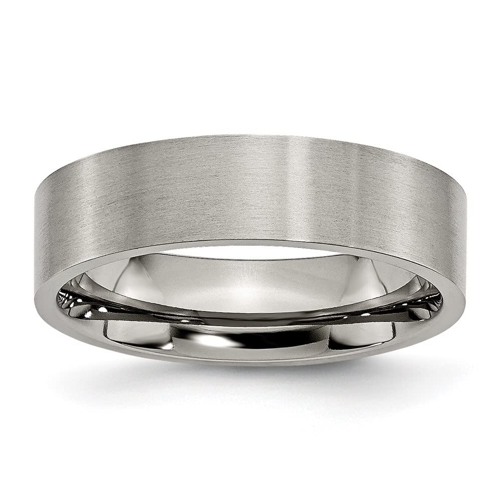 Diamond2Deal Titanium Flat 6mm Brushed Wedding Band Ring Size 8.5