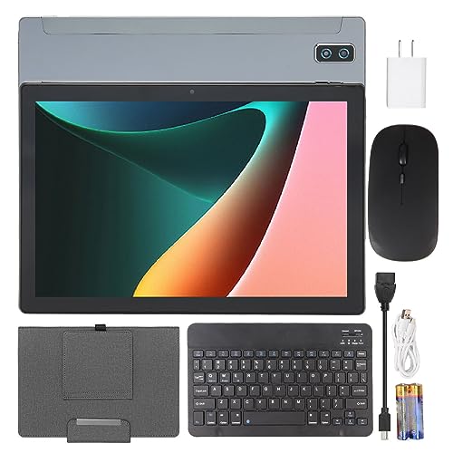 DAUERHAFT HD Tablet, MT6735 8 Core 100‑240V Tablet for Android 12 with Mouse Keyboard for Reading (US Plug)