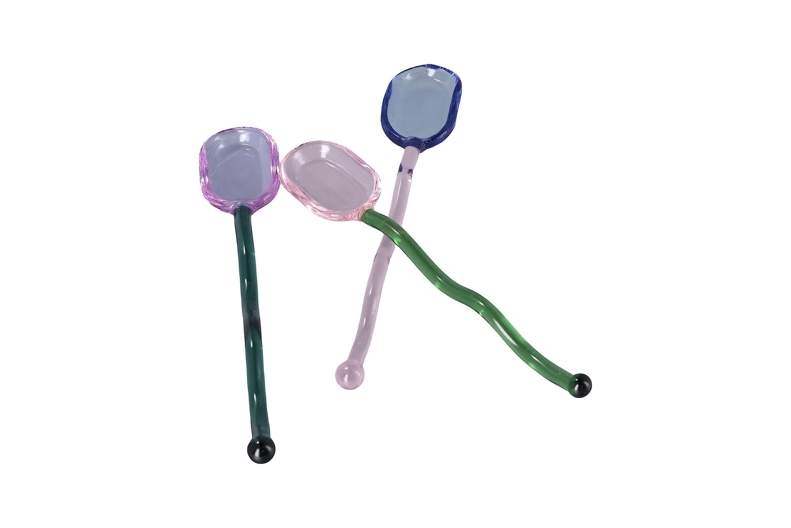 Leadigol Glass Spoon,Creative Colorful Glass Sugar Spoon Tea Spoon Soup Spoons Cooking Spoon Coffee Spoons Dessert Spoon Spoons Set 5PCS