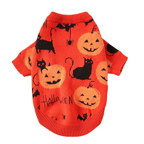 NIULA Dog Halloween Sweater Pet Pumpkin Sweater Cat Funny Halloween Jumper Puppy Clothes Kitty Clothes(S)