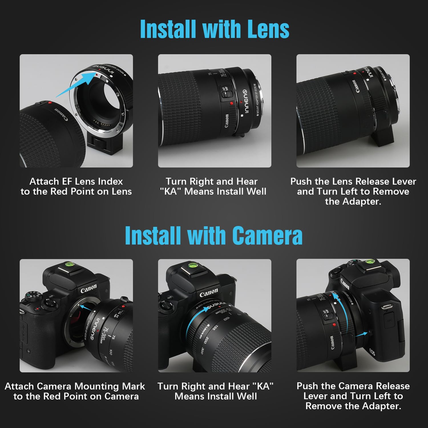 Donwell EF-EOS M Auto-Focus Mount Lens Adapter, EF/EF-S Lens to EOS-M (EF-M Mount) Mount Converter Ring with Removable Tripod Mount Compatible for Canon Camera EOS M M2 M3 M5 M6 M10 M50 M100 M200