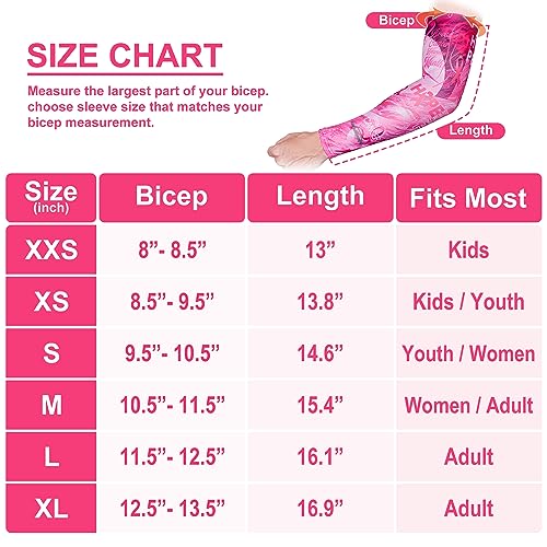 COOLOMG Pink Arm Sleeves Breast Cancer Awareness Month Compression Sleeves for Baseball Football Basketball S