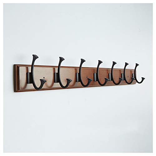 rUrEu Coat Rack Hook Wall Mounted,Modern Coat Hook Hanger with Metal Hook, for Door Entryway Bathroom Kitchen Bedroom/Wood Color/7 Hooks