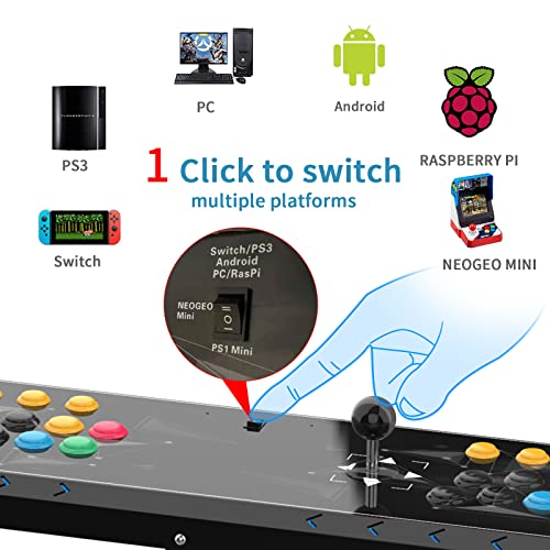 DOYO Arcade Joystick Machine Console 2 players Street Fighter Video Game Arcade Fighting Stick for Home Compatible with PC/Nintendo Switch/NEOGEO Mini/NeoGeo Pro/PS3/Raspberry Pi/PS Classic/Android