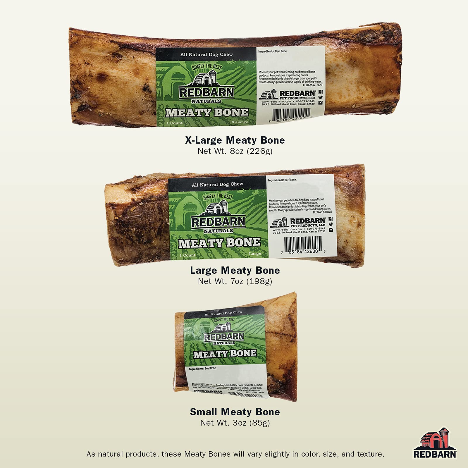 Redbarn Meaty Bones, All-Natural Single-Ingredient Chews | Great for Aggressive/Power Chewers, Small (Pack of 5)