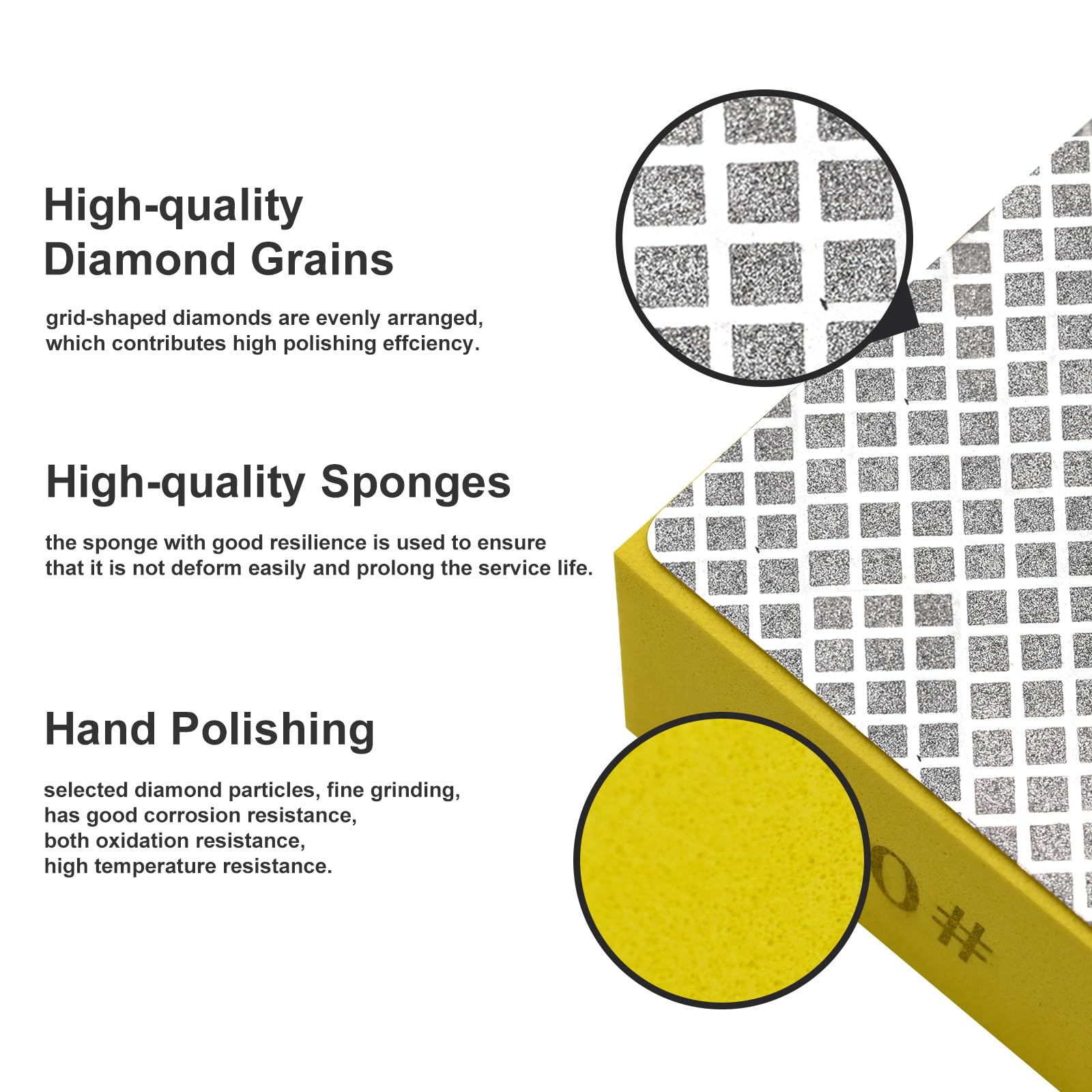 EGOFIX 4pcs Diamond Hand Polishing Pads for Ceramic Tile Glass Grinding,Sanding Blocks Polishing 60#,100#,200#,400#