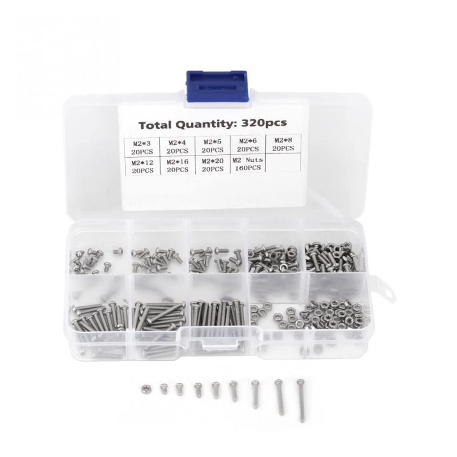 Screw 320Pcs/Set M2 Machine Screws Set Stainless Steel Screws & Bolts Fasteners for Laptop/Phone/PC Repair Tools Kit Easy to Install