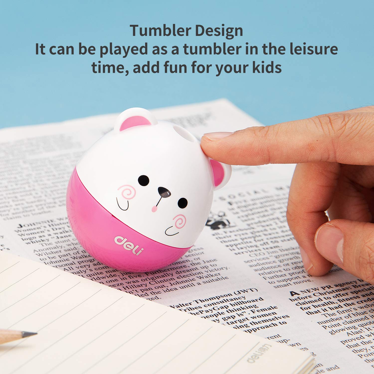 Deli Pencil Sharpener, Manual Pencil Sharpener, Handheld Pencil Sharpeners, Perfect for Kids & Students, Random Color, Tumbler Shape