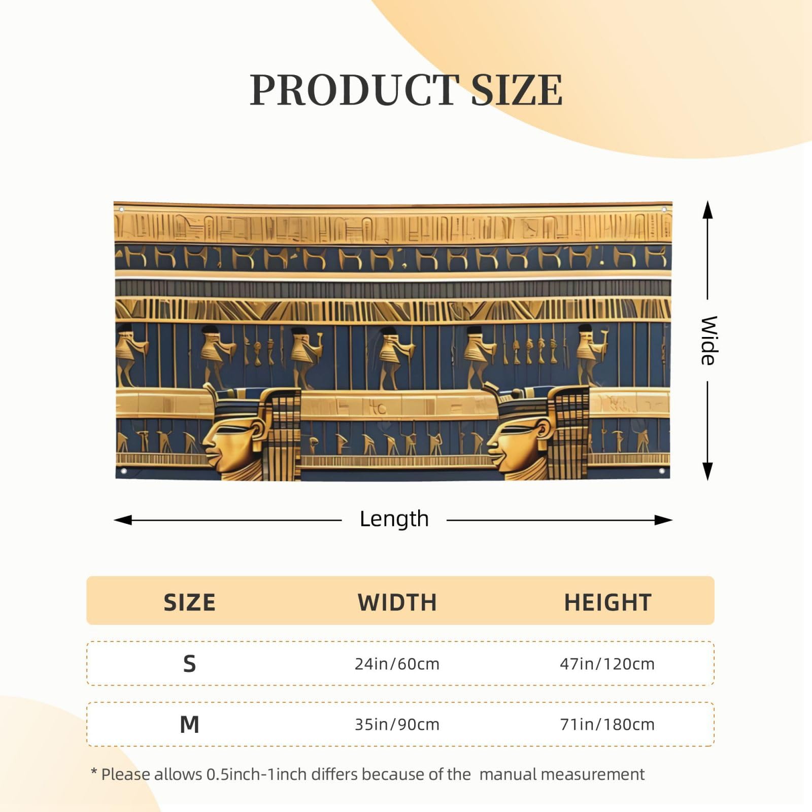Egyptian Pharaonic Frescoes Printed Banners Personalized Party Banner Photo Text Background Banner Wall Banner for Halloween Party Home Decorations or Backdrops