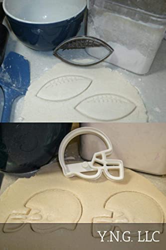 FOOTBALL AND HELMET TEAM SPORT ATHLETICS GAME DAY SET OF 2 COOKIE CUTTERS MADE IN USA PR1540