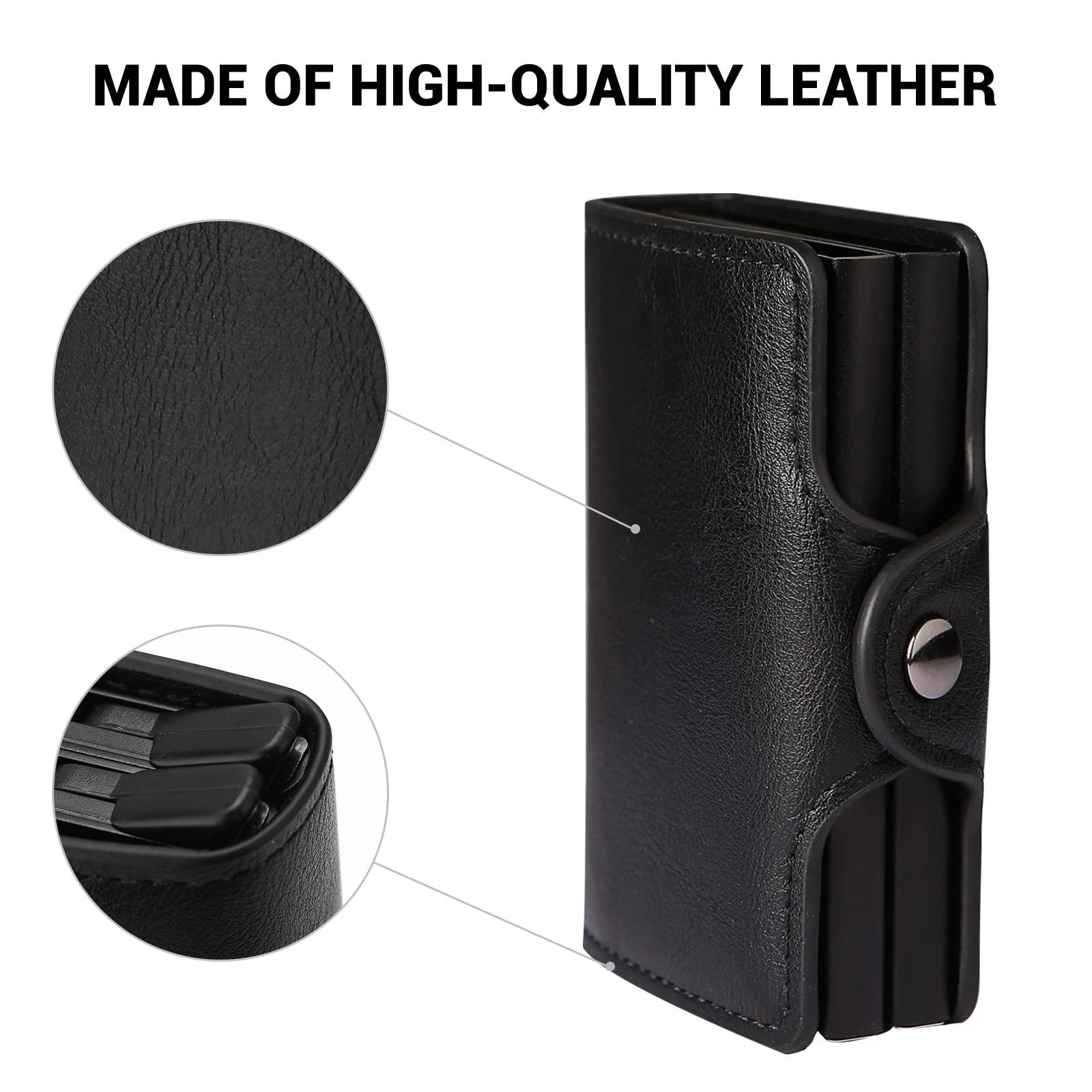 GAOKOSC Credit Card Holder with RFID Blocking,Pop Up Leather Money Clip Wallet for Men,Double Card Case Wallet
