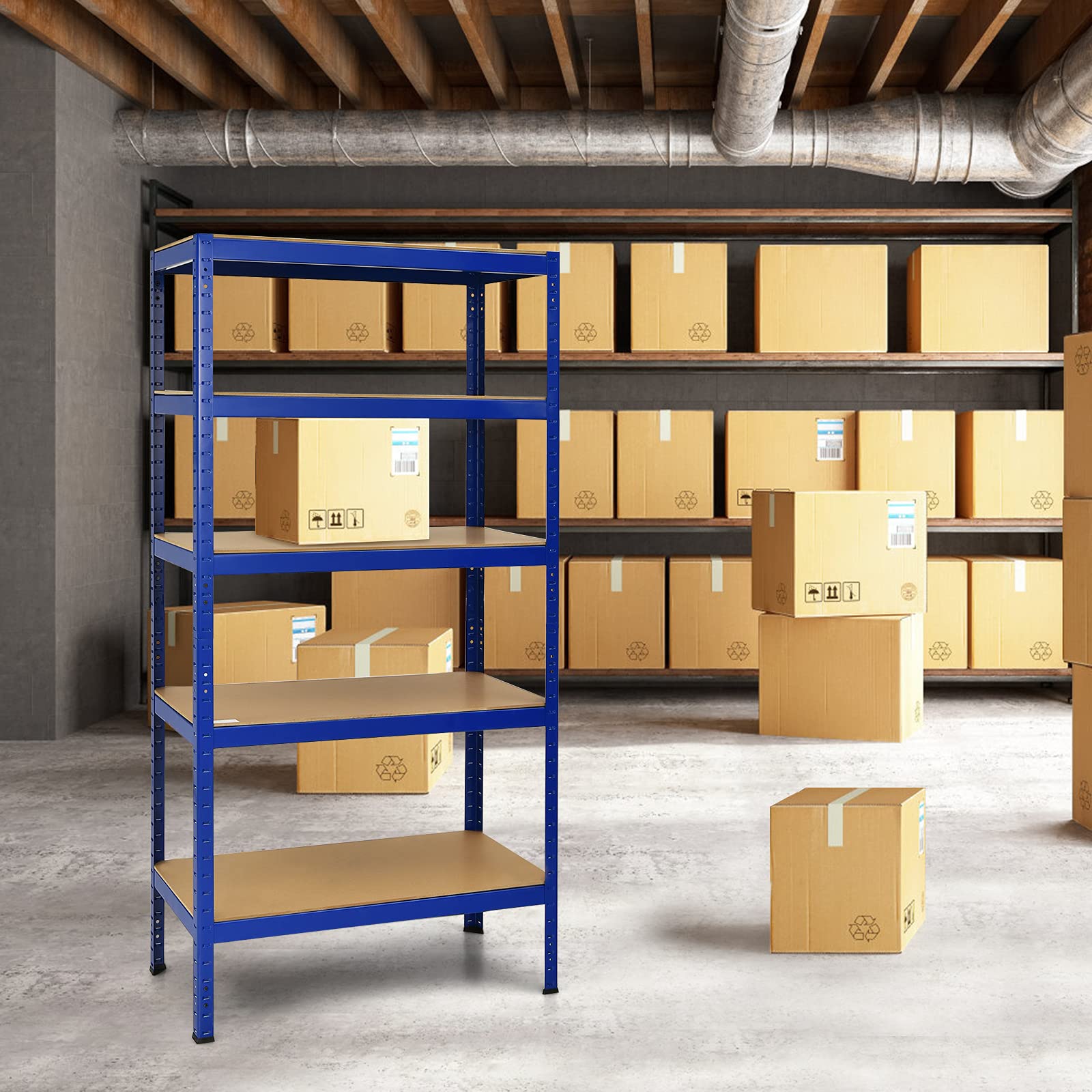 Tangkula 72" Storage Shelves, Heavy Duty Steel Frame 5-Tier Garage Shelf, Metal Multi-Use Storage Shelving Unit for Home/Office/Dormitory/Garage (1, Navy Blue)