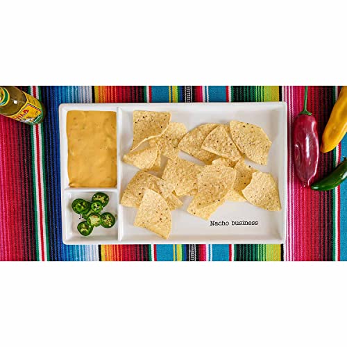 Mud Pie Circa Divided Nacho Platter, White, 9 3/4" x 15 1/2"