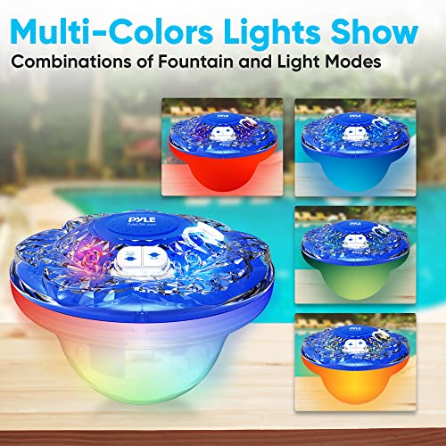 Pyle PLEDFN8.5 Pool Fountain with 6 Mode LED Light Show, Water Resistance IP68, Built in Rechargeable Battery, Floating Sprinkler for Swimming Pools & Pond, Multi-Color