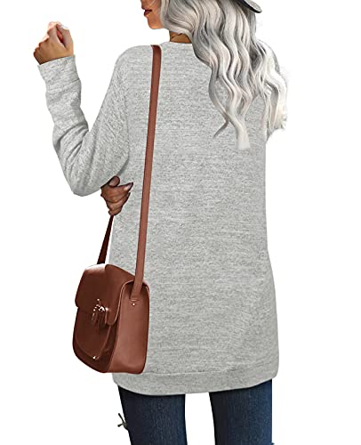 OFEEFAN Womens Tunic Tops For Leggings Long Sleeve T Shirts For Women Sweatshirts Grey M