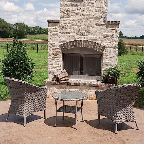 Pleasant Bay 3-Piece Outdoor Furniture Bistro Set for Decks and Patios, Includes 2 Chairs Table, Seats 2, Synthetic Wicker, White
