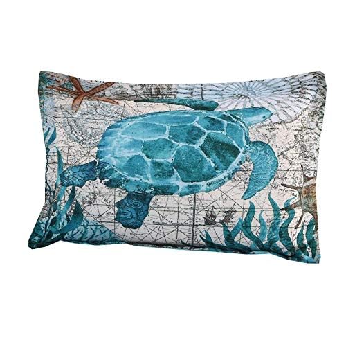 SDIII 3PCS Sea Turtle Queen Sheet Set, 100% Microfiber, 1 Fitted Sheet + 2 Pillowcase, Hawaiian Bedding Sheet Queen, Cute Sheets Queen for Girls Boys Women and Men