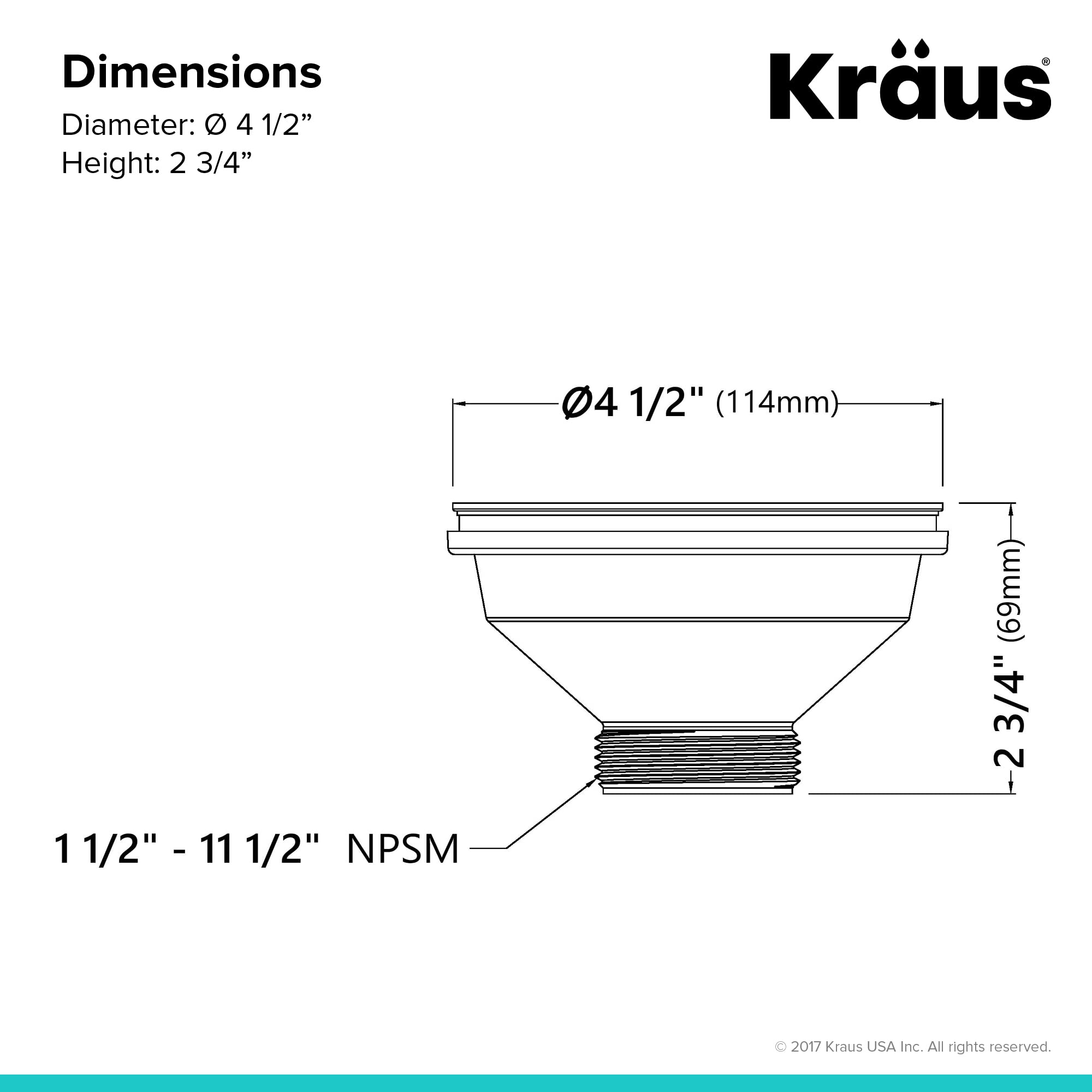 Kraus Kitchen Sink Strainer for 3.5-Inch Drain Openings in White, PST1-WH